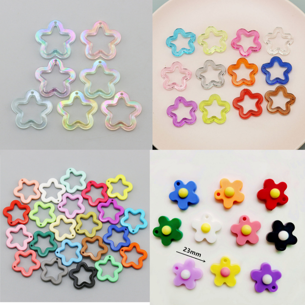 5 cái charm hoa sao chuông phụ kiện trang trí móc khóa chuỗi bị khoen ...