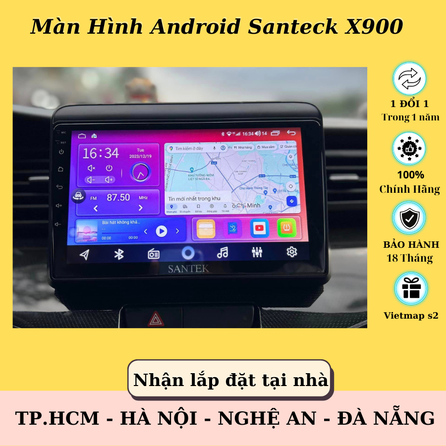 Màn Hình Android Santeck X900 và X900 Liền Camera 360 | RAM 4G/64G CHIP ...