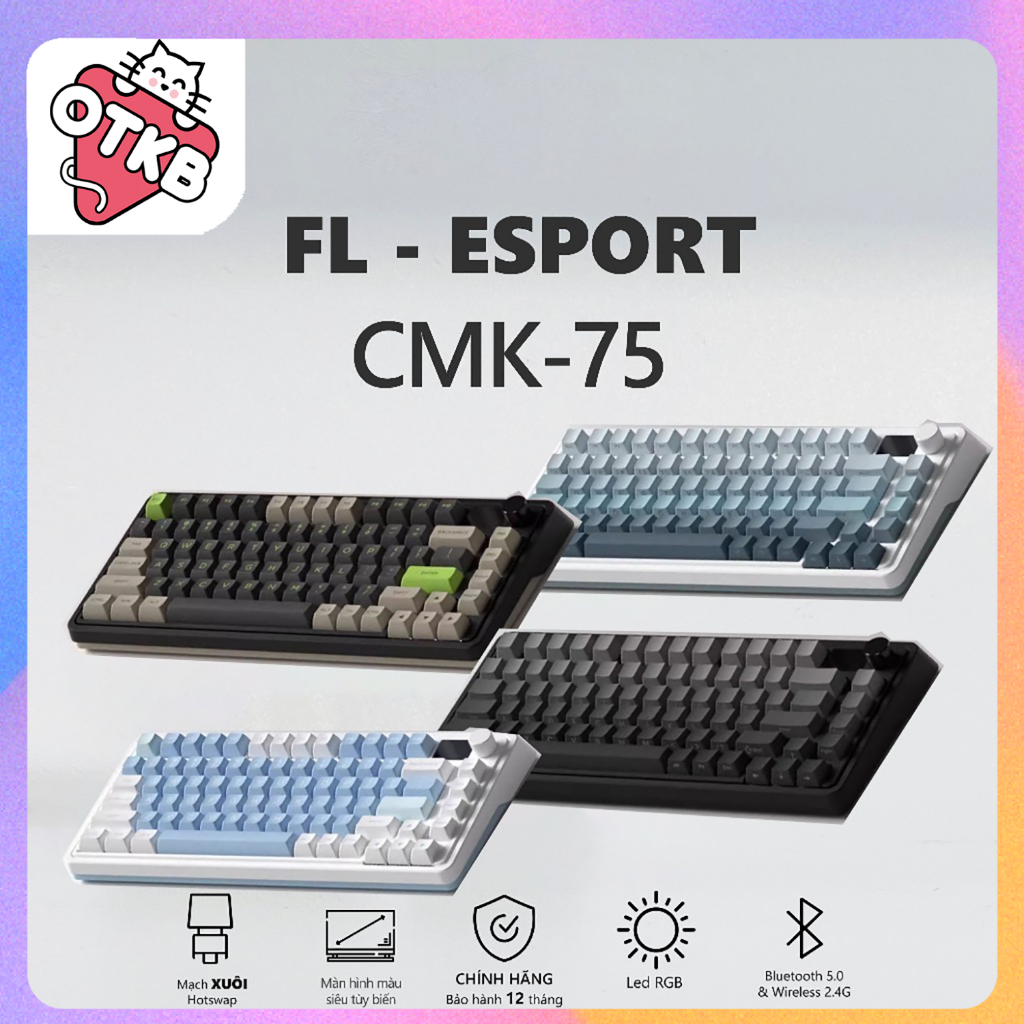 [CHÍNH HÃNG] Bàn phím cơ FL-Esports CMK75 (Màn hình, Gasket mount, 3 ...