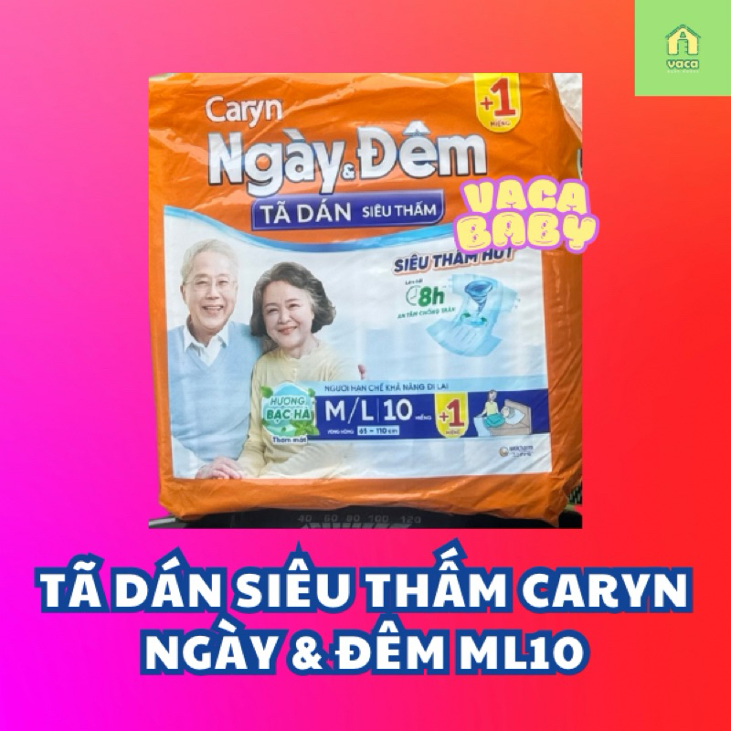 Tã/bỉm DÁN người lớn Caryn giá rẻ ngày & đêm size ML10 miếng hương bạc hà | Shopee Việt Nam