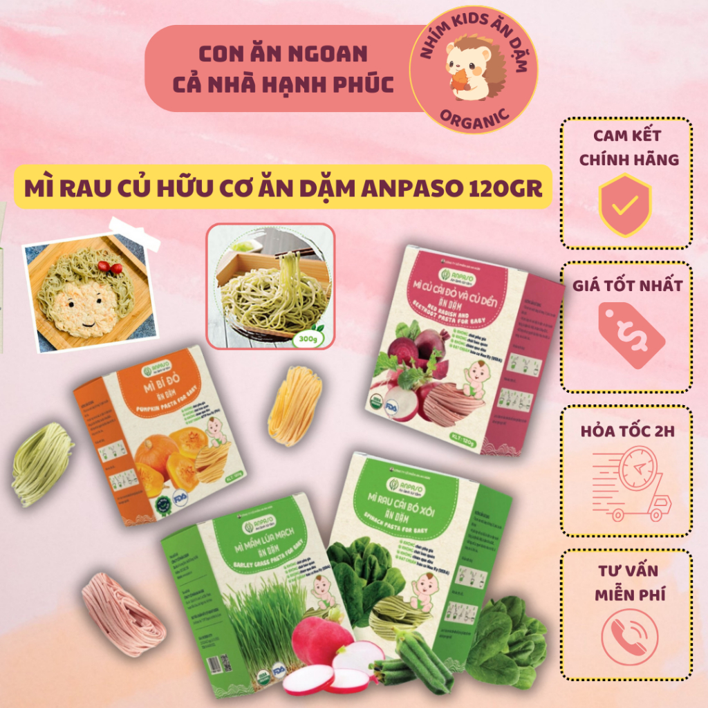 [Date T8/2025] Mì Rau Củ Organic, Mì Rau Củ Anpaso 120g | Shopee Việt Nam