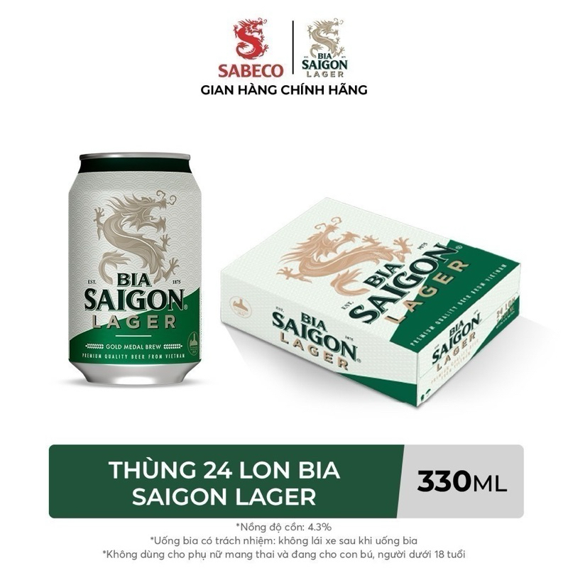 Thùng 24 lon bia Saigon Lager - 330ml/lon | Shopee Việt Nam