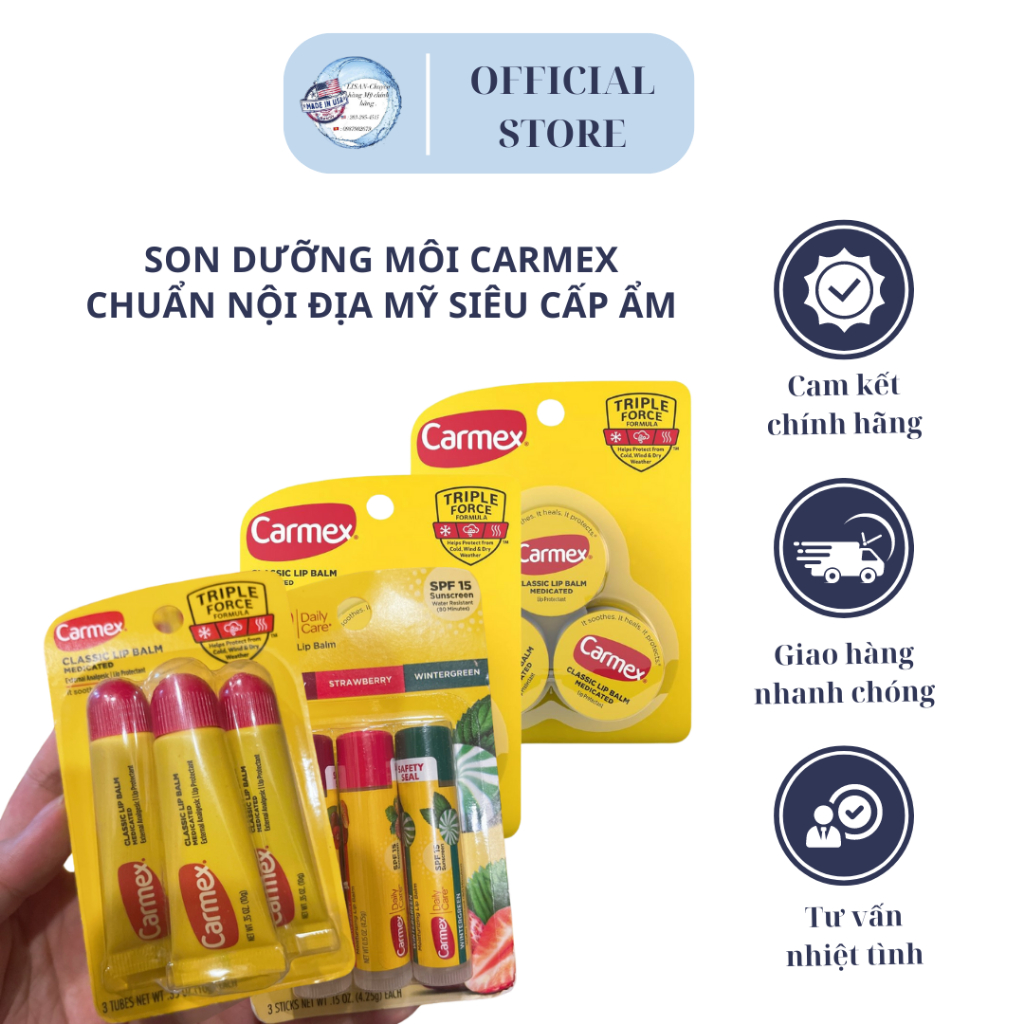 [Chính hãng] - Son dưỡng môi Carmex chuẩn nội địa Mỹ siêu cấp ẩm | Shopee Việt Nam