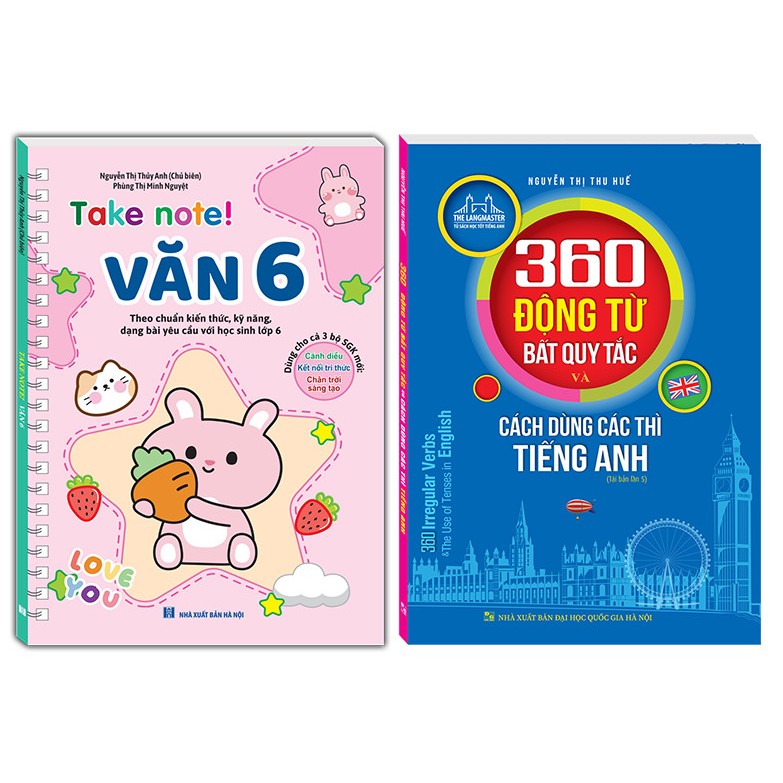sách - combo 2c TAKE NOTE! Văn 6 (không lò xo) và 360 động từ bất quy ...