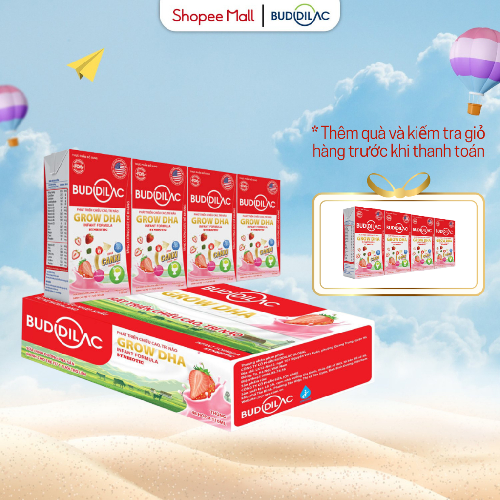 Sữa Pha Sẵn Cao Năng Lượng Cho Bé Trên 1 Tuổi Buddilac Grow DHA Phát ...