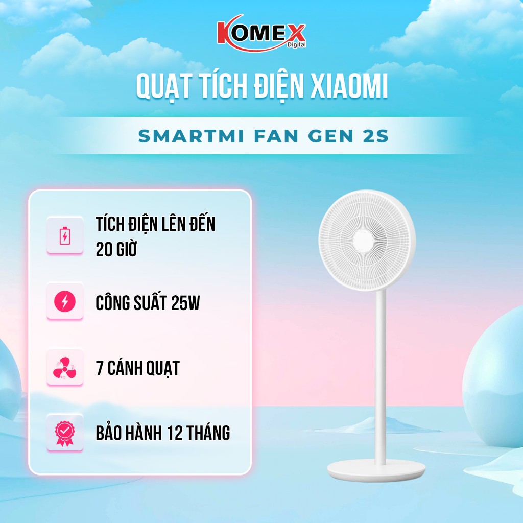 Quạt Tích Điện Xiaomi Smartmi Fan Gen 2s (Có Điều Khiển) bản quốc tế ...