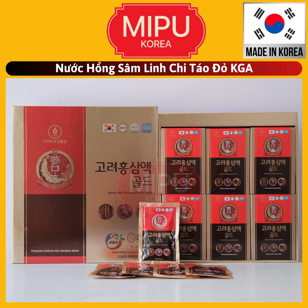 (Date 1/2027) Nước Hồng Sâm Linh Chi Táo Đỏ KGA Hàn Quốc hộp 30 gói x 70ml | Shopee Việt Nam