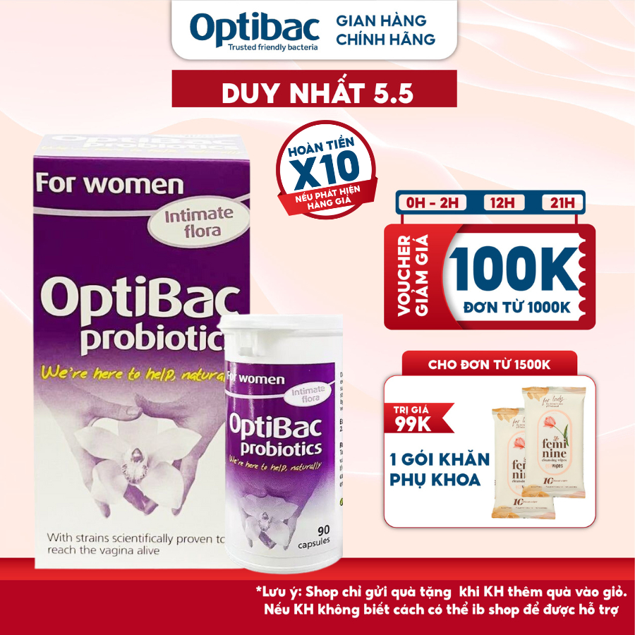 Men vi sinh lợi khuẩn phụ khoa Optibac tím Probiotics For Women 90v cho ...