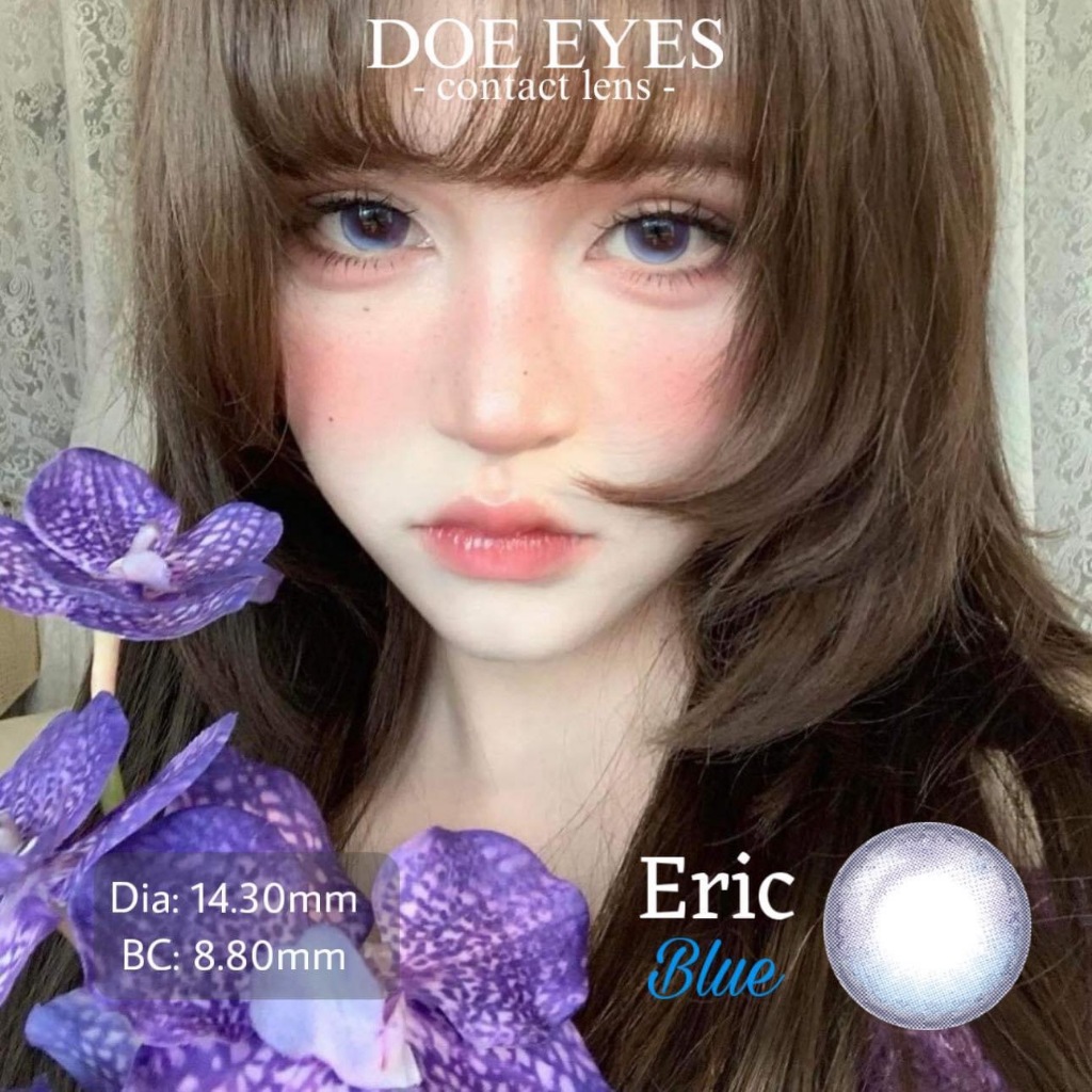 Kính Áp Tròng Lens Xanh Eric Blue 0-7 Độ DOE EYES HSD 6 Tháng | Shopee ...