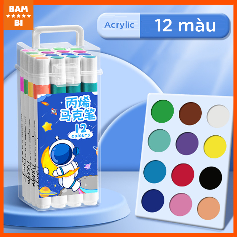 Bút màu Acrylic Marker, bút lông màu, bút dạ chống nước kèm hộp nhựa ...
