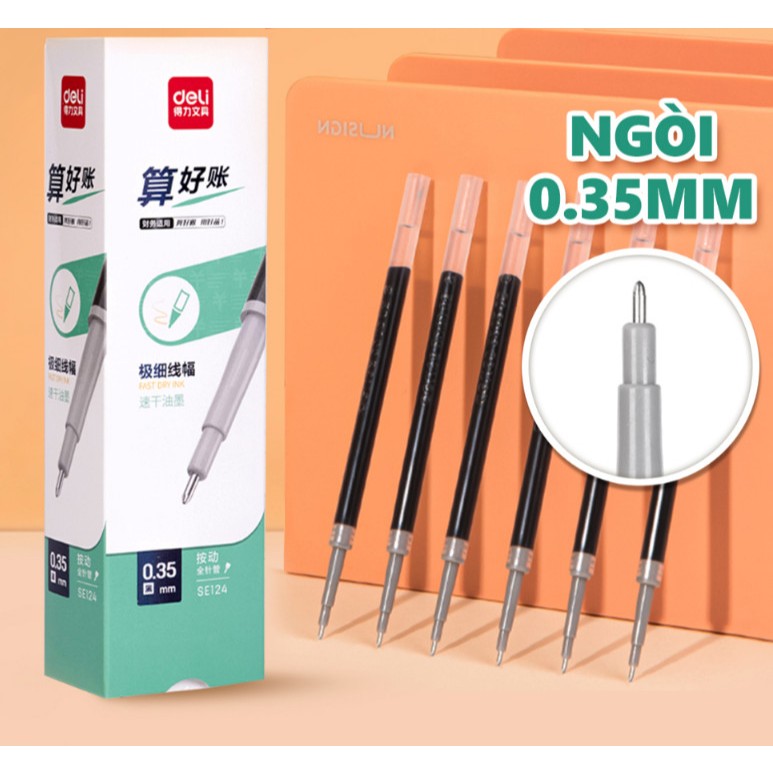 Set 20 ruột bút gel S221/ S206/ SE124 Deli 0.5mm dùng cho bút bi nước ...