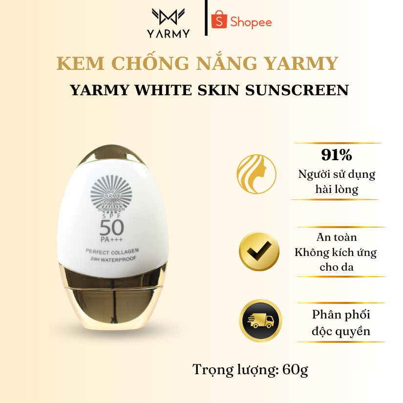 Kem Chống Nắng Nâng Tone Kháng Nước 24H Yarmy Dưỡng Trắng Da, Chống Lão ...
