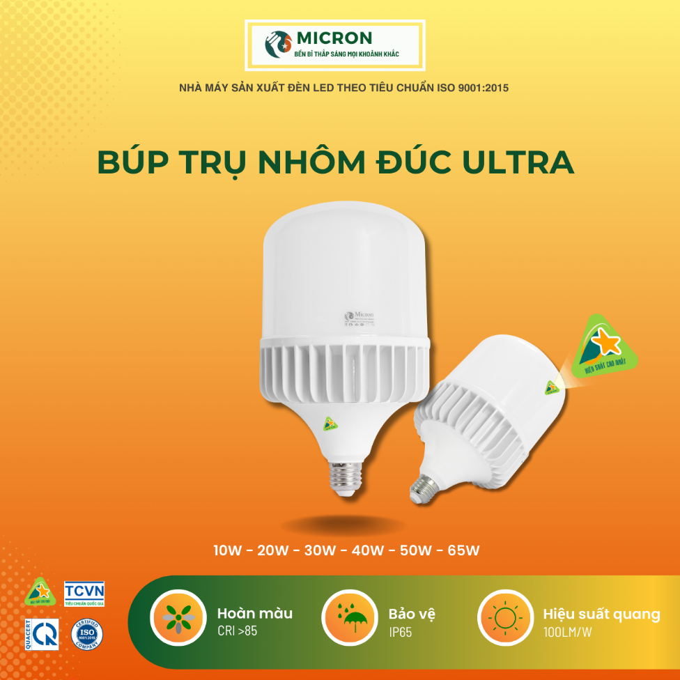 Đèn LED Bulb Micron Ultra Cao Cấp - Búp Trụ Nhôm Đúc Micron Ultra ...