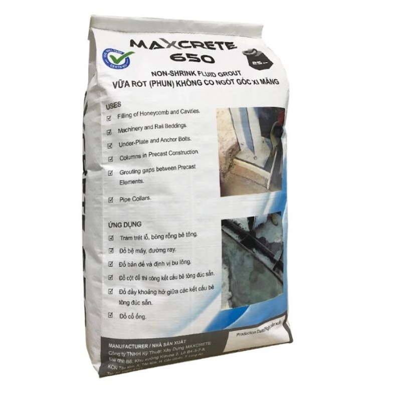 Maxcrete 650-đổi tên thành Maxcrete 750 Vữa rót cổ ống xuyên sàn, vữa ...