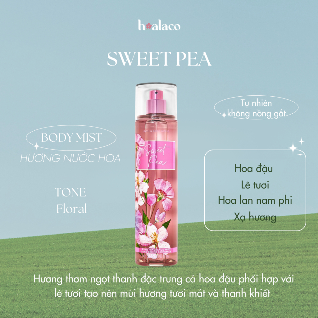 BODY MIST Xịt thơm toàn thân SWEET PEA Bath & Body Works | Shopee Việt Nam