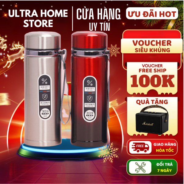 Bình Giữ Nhiệt Inox Pure Healthy Happy Chất Liệu Inox Vỏ Kim Loại Có ...