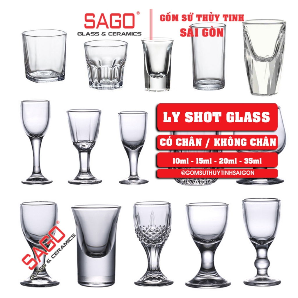 Ly Thủy Tinh Shot Glass 15ml , 25ml , 35ml Tùy chọn Dung Tích và Kiểu ...