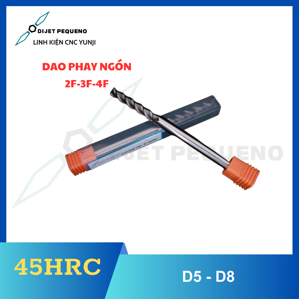 Dao phay ngón [D6-D8] 2F-3F-4F 45HRC gia công nhôm, gang, thép, chất liệu hợp kim phủ nano đen ...