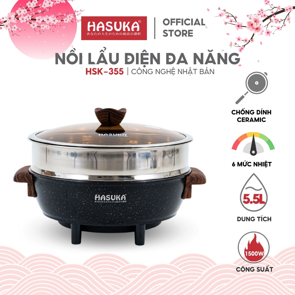 Lẩu điện đa năng HASUKA HSK-355 chính hãng, nồi lẩu đa năng cao cấp ...