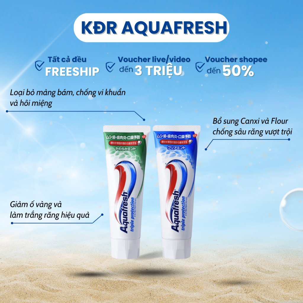 Kem đánh răng Aquafresh Triple Protection 140g hàng nội địa Nhât Bản mẫu mới | Shopee Việt Nam