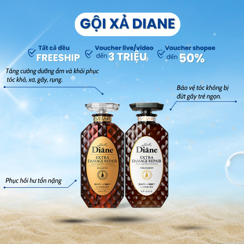 Bộ Dầu Gội Xả Moist Diane Extra Damage Repair 450ml - Phục hồi tóc hư ...
