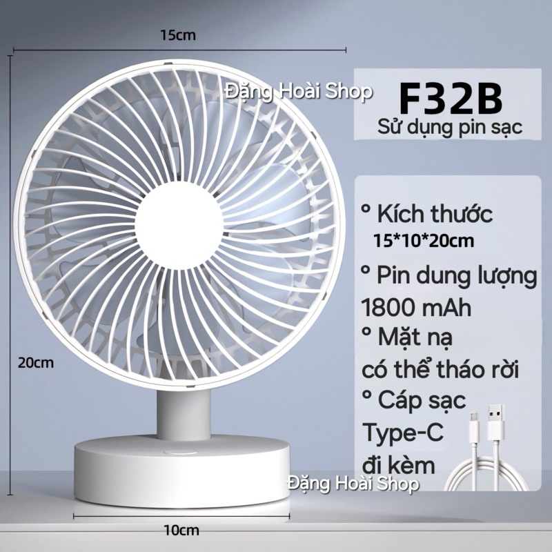 Quạt Để Bàn MiNi F32A Nguồn trực tiếp , F32B pin 1800 mAh với 4 tuỳ ...