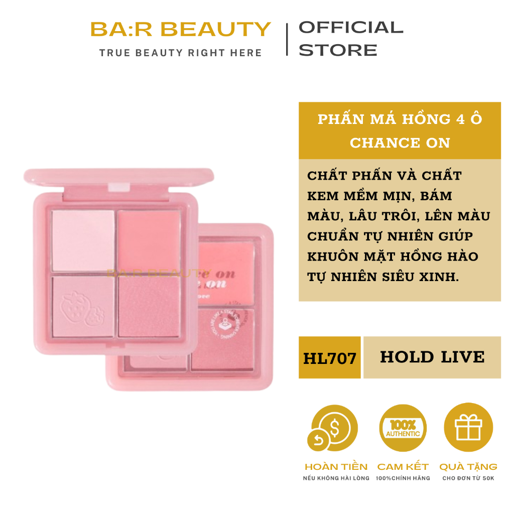 Phấn Má Hồng 4 Ô HOLD LIVE Chance On HL707 - HOLDLIVE bar beauty - chính hãng | Shopee Việt Nam