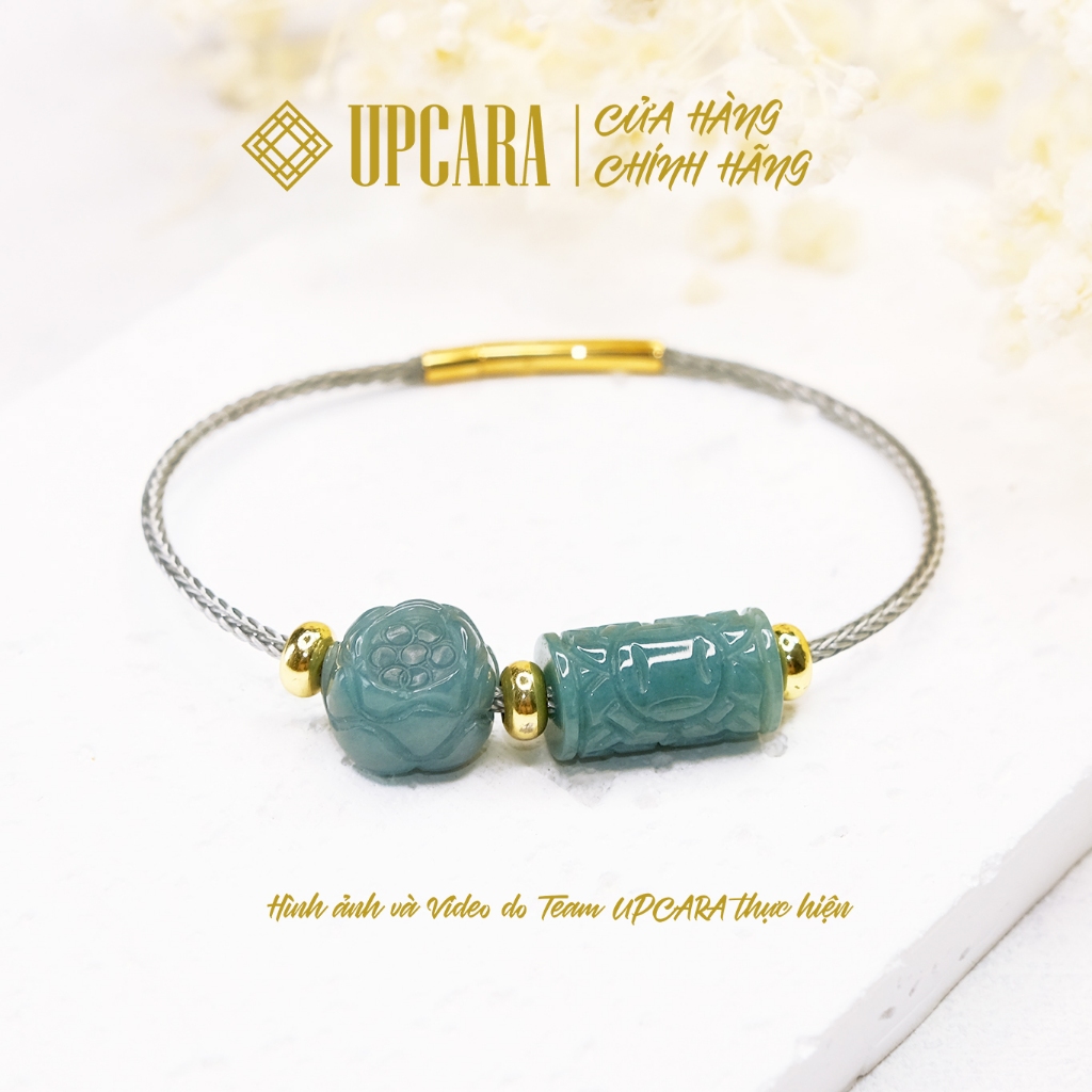 Vòng tay lu thống và liên hoa sen lam ngọc chuẩn a thên nhiên UPCARA ...