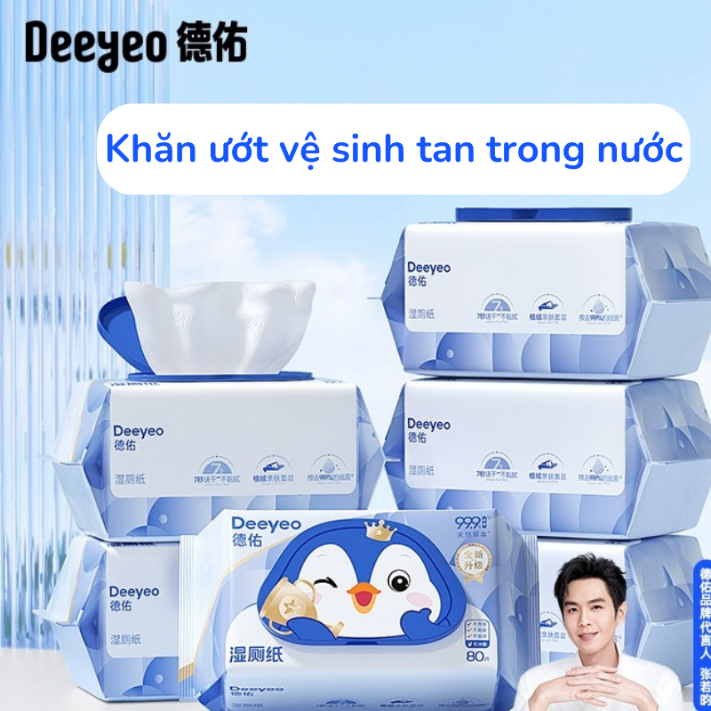 Deeyeo Khăn Ướt Vệ Sinh Tự Huỷ Gói Lớn 80 Tờ | Shopee Việt Nam