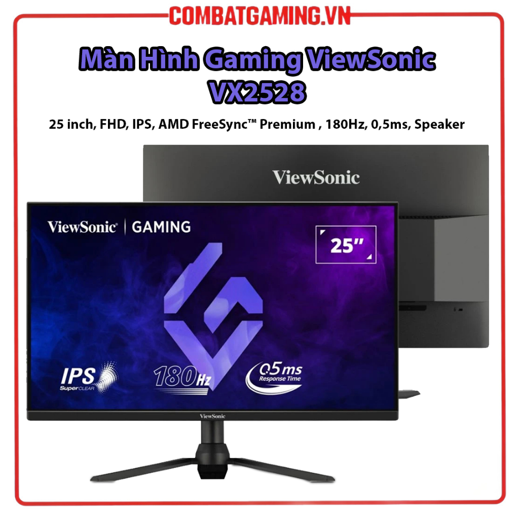 Màn Hình Gaming ViewSonic VX2528 (25 inch/FHD/IPS/AMD FreeSync™ Premium/180Hz/0,5ms/Speaker ...