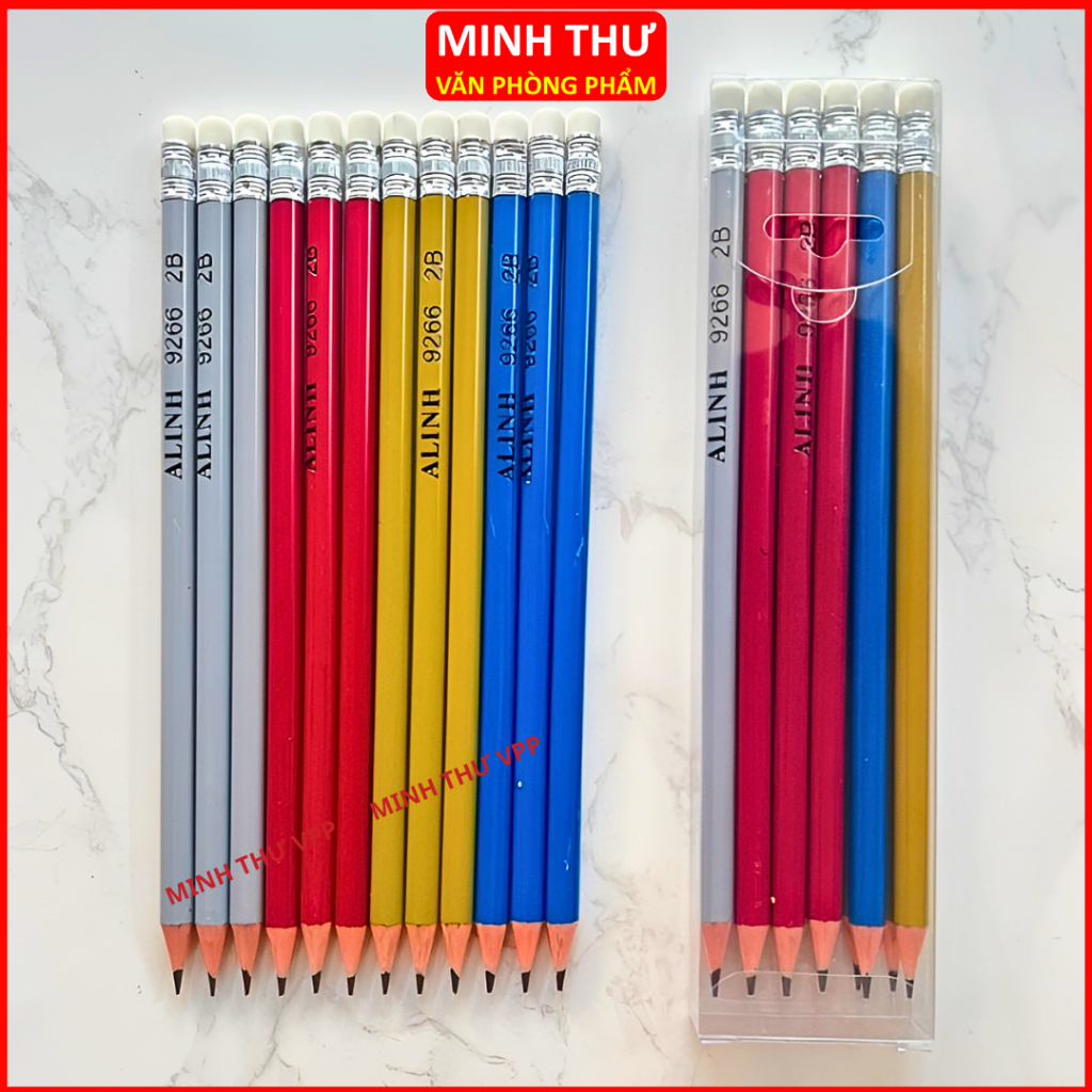 Hộp 12 cây bút chì 2B AILINH dành cho học sinh / bút chì dùng để luyện viết chữ cho học sinh mới ...