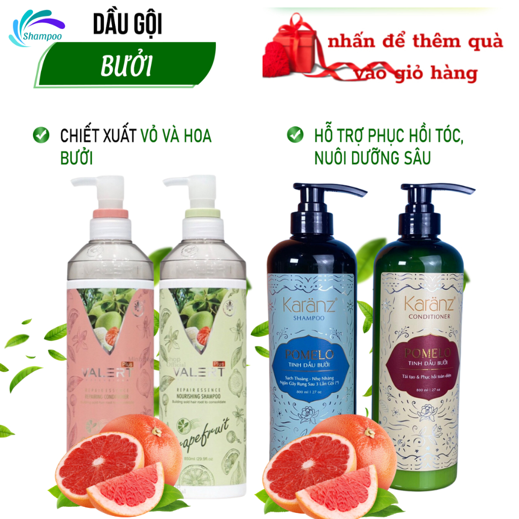 Cặp dầu gội xả bưởi valert plus grapefruit 850ml ngăn ngừa rụng tóc ...
