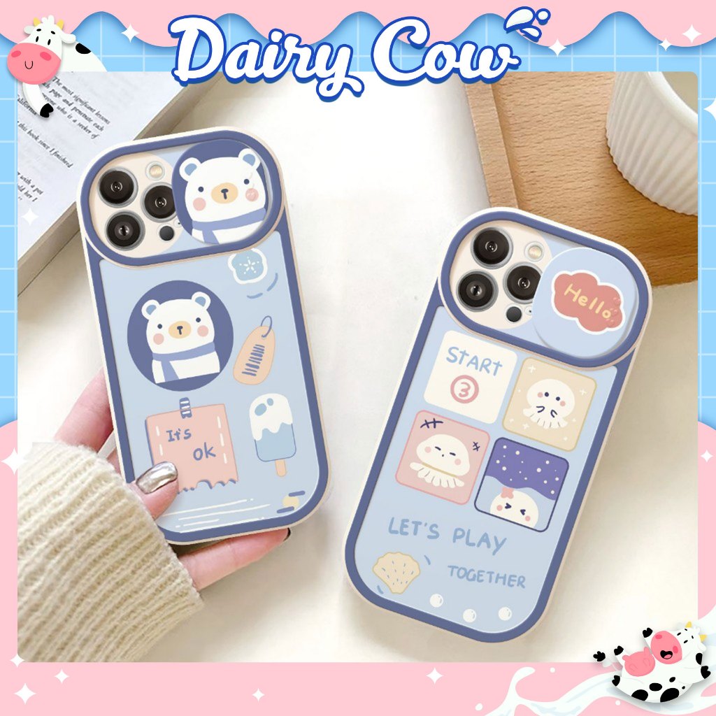 Ốp Lưng iPhone Bear Cream Camera Nắp Trượt Tròn, Chống Sốc, Bảo Vệ ...