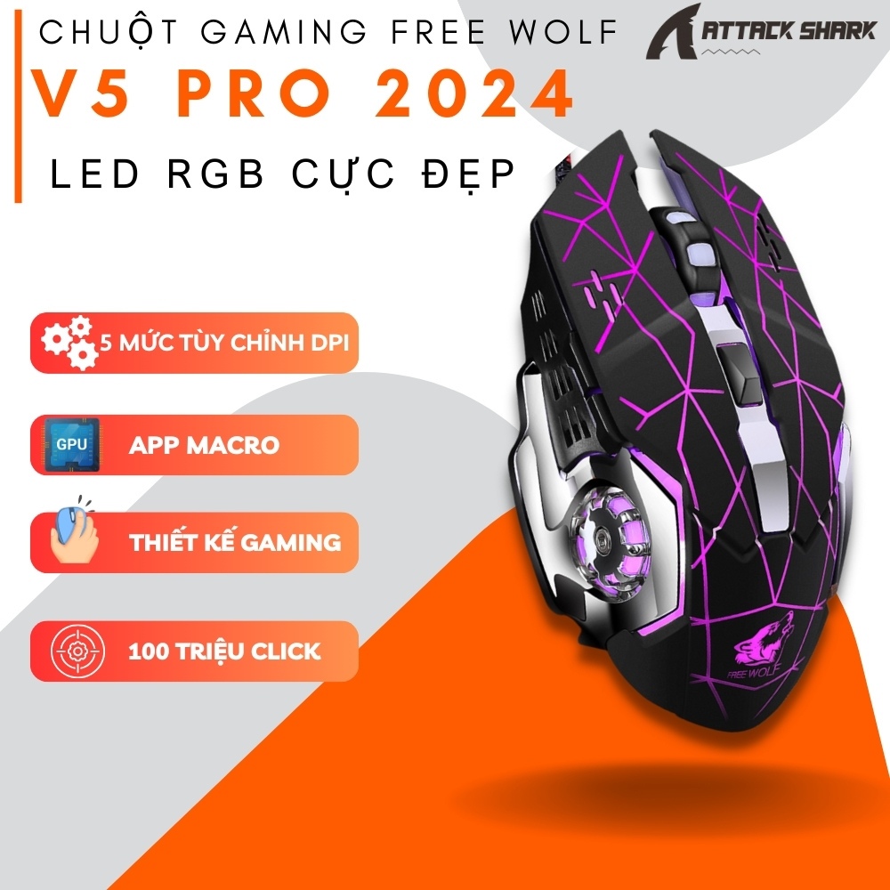 Chuột Máy Tính Có Dây Gaming Attack Shark V5 LED 7 Cho Game Thủ Tương Thích Với Máy Tính, Laptop ...
