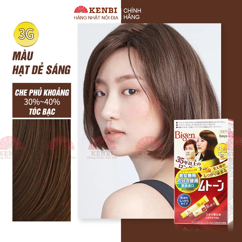 Nhuộm tóc phủ bạc BIGEN, kem nhuộm tóc thảo dược đủ 5 màu tự nhiên 3G ...