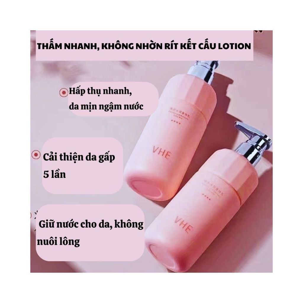 Sữa Dưỡng Thể Trắng Da VHE Sáng Mịn Sau 7 Ngày 400ml Nicotinamide, Tía Tô, Vitamin C, Bạch Phục ...