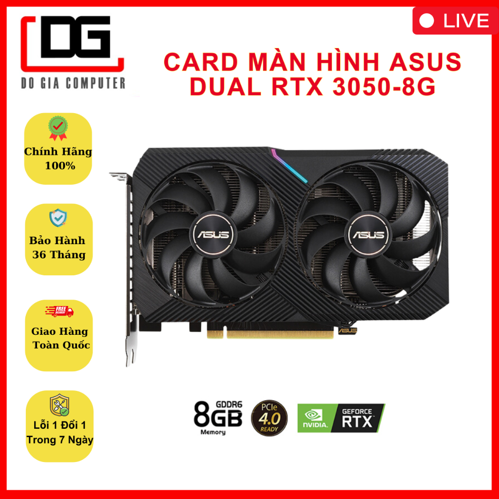 CARD MÀN HÌNH ASUS Dual GeForce RTX 3050 8GB V2 GDDR6 - Chính Hãng ...