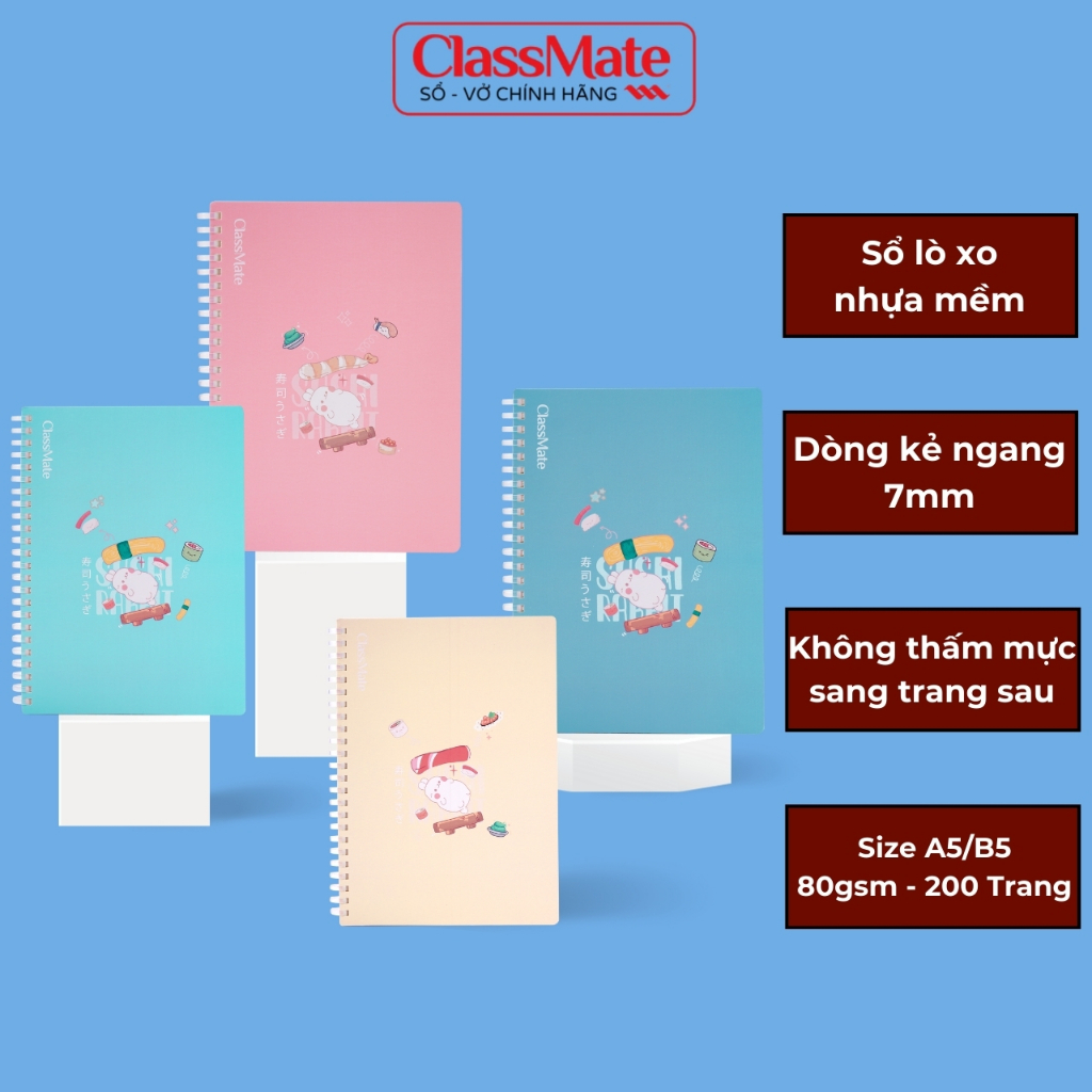 Sổ Lò Xo Nhựa Mềm 200 Trang Tỳ Lên Không Đau Tay Classmate Sổ Tay Ghi ...