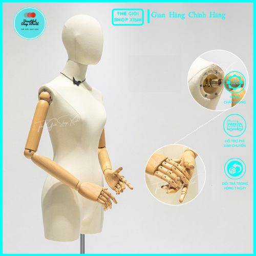 Manocanh,mannequin nữ ĐẦU VẢI, tay gỗ, tay nhựa vàng, nâu | Shopee Việt Nam