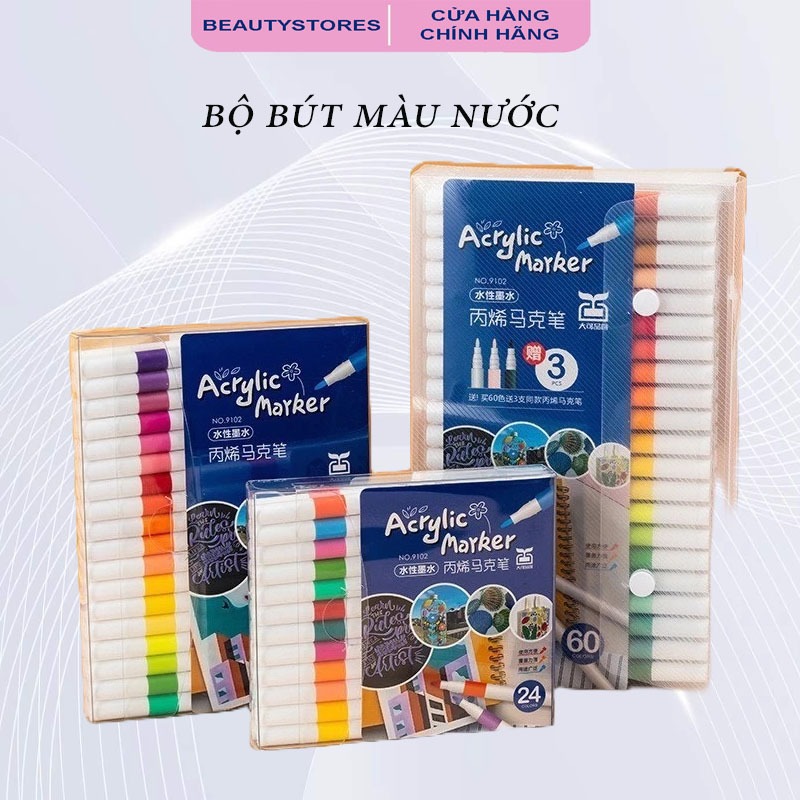 Bút Màu Acrylic Marker Bộ Màu vẽ 12/24/36/48/60 Màu Cao Cấp Màu Sắc ...