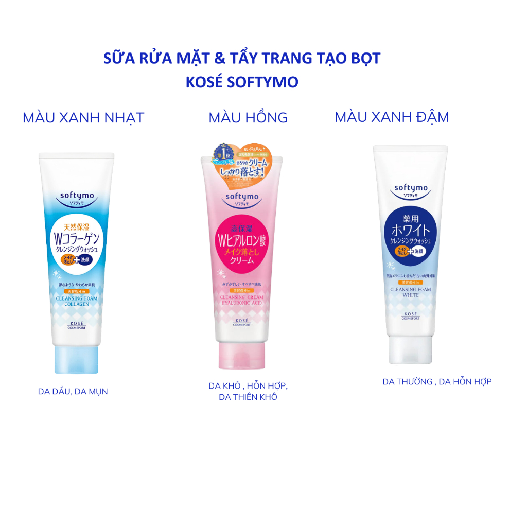 Sữa rửa mặt Kose Softymo cleansing foam, tẩy trang, dưỡng ẩm | Shopee ...