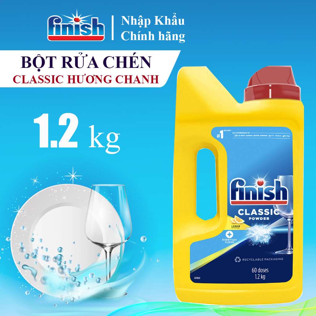 Bột rửa bát hương Chanh Finish Classic bột rửa chén sạch tiết kiệm nhập ...