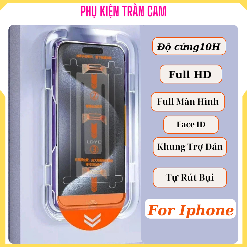 Kính cường lực khung trợ dán, tự rút bụi full màn hình, Độ trong full HD cho iphone 7/8plus x/xs ...