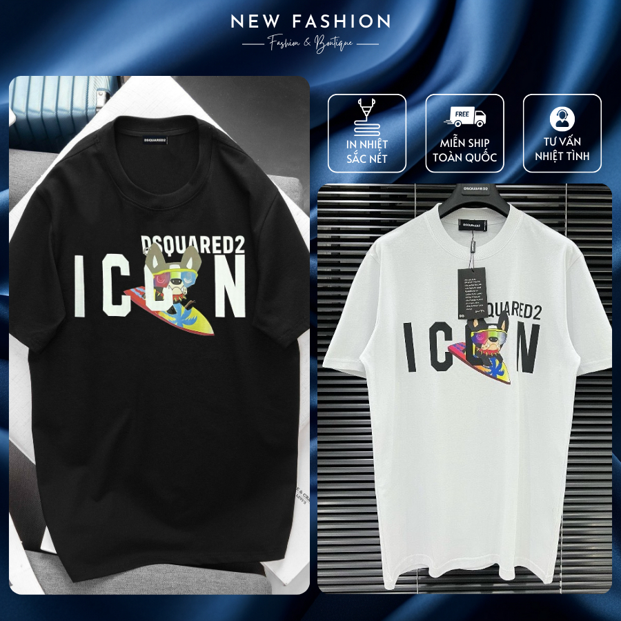 Áo phông DSQ2 ICON nam nữ, áo thun DSQUARED2 hình chó pug mặt xệ lướt ...