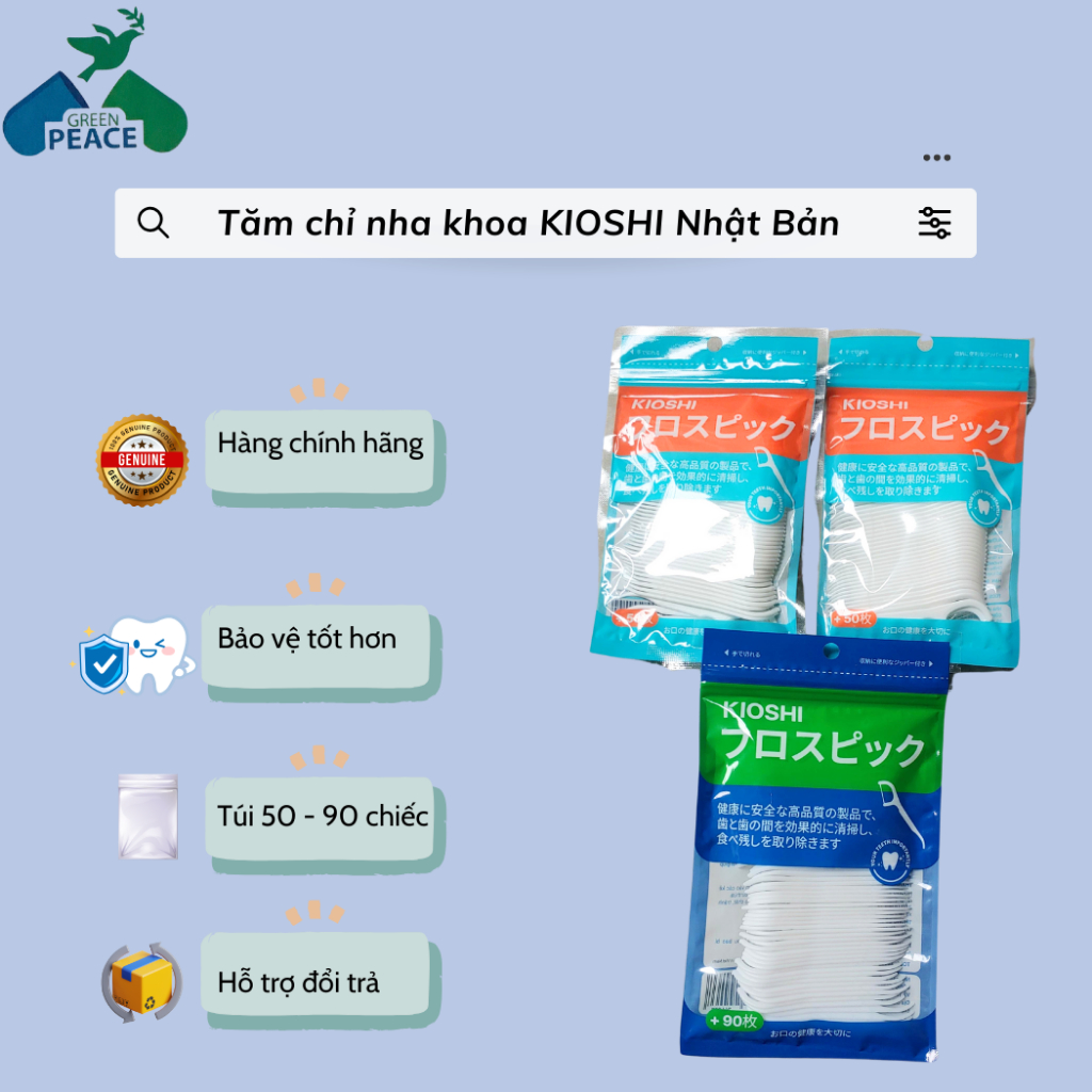 TĂM CHỈ NHA KHOA KIOSHI (TÚI 50 CHIẾC, TÚI 90 CHIẾC) GIÚP CHĂM SÓC, LÀM SẠCH RĂNG MIỆNG CÔNG ...