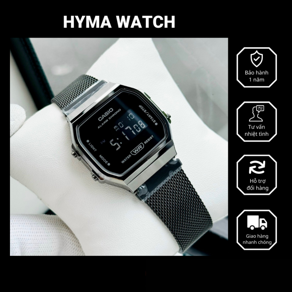 Đồng hồ nam nữ Casio A168WEMB-1B Dây lưới phiên bản Limited Bảo hành 2 năm Hyma Watch | Shopee ...