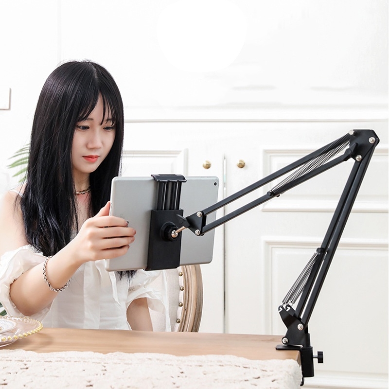 Kẹp Điện Thoại, Tablet, Kẹp Thành Bàn, Hợp Kim Nhôm, Lò Xo Co Dãn, Quay ...