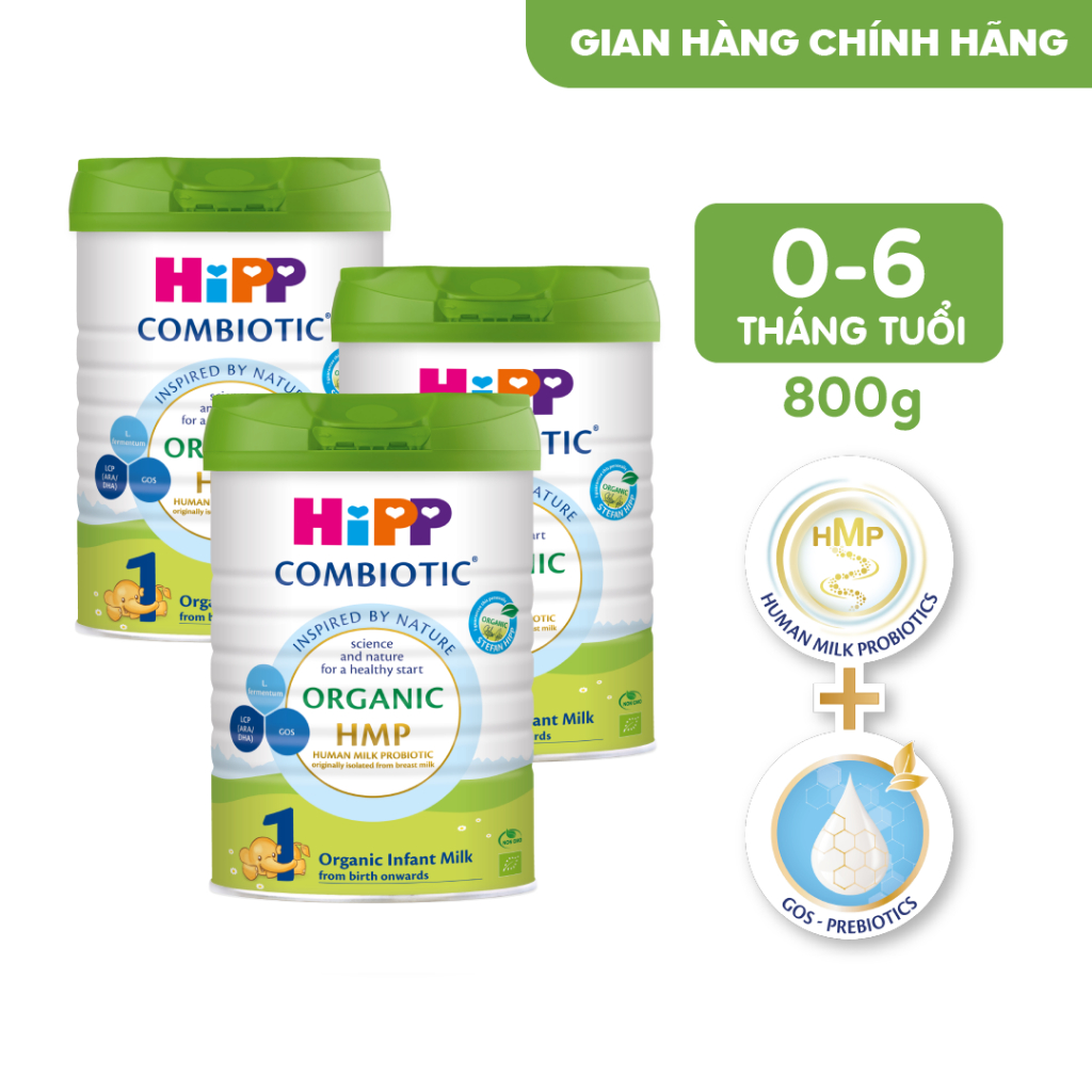 Combo 3 lon Sữa bột công thức HiPP 1 Organic Combiotic 800g (3 lon x ...