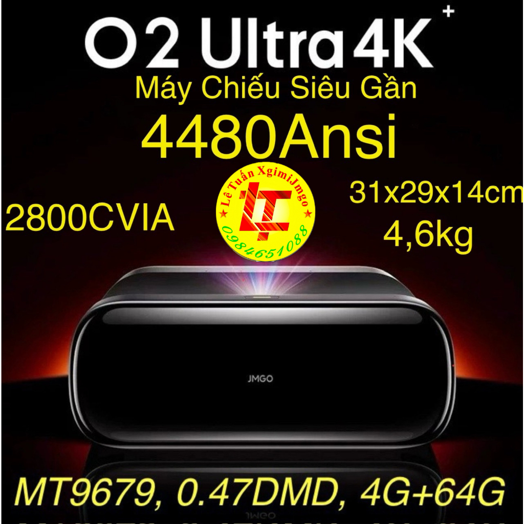 Máy Chiếu Siêu Gần Jmgo O2 Ultra 4K - 4480Ansi Cao Cấp, MT9679, 0.47DMD. 4G+64G, 31x29x14cm ...