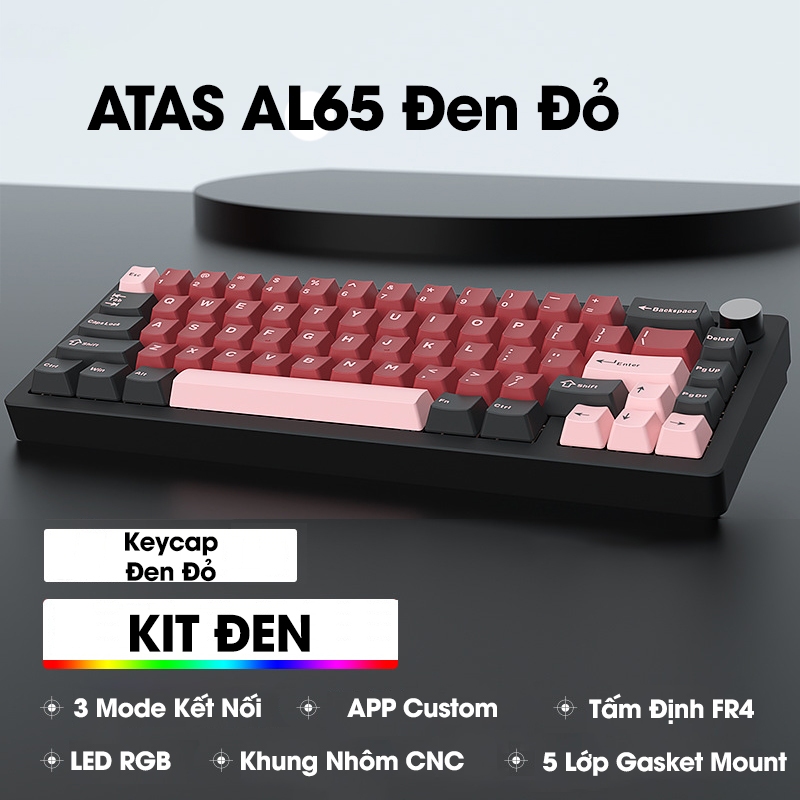 Bàn phím cơ Atas AL65 Khung nhôm CNC 3 mode kết nối - Led RGB - Pin sạc ...